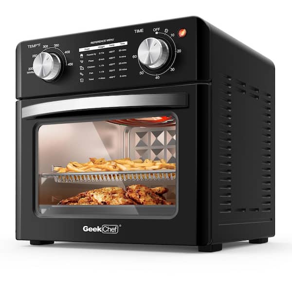 1400 W 10 Qt. Black Stainless Steel Air Fryer Toaster Oven with Grill ...