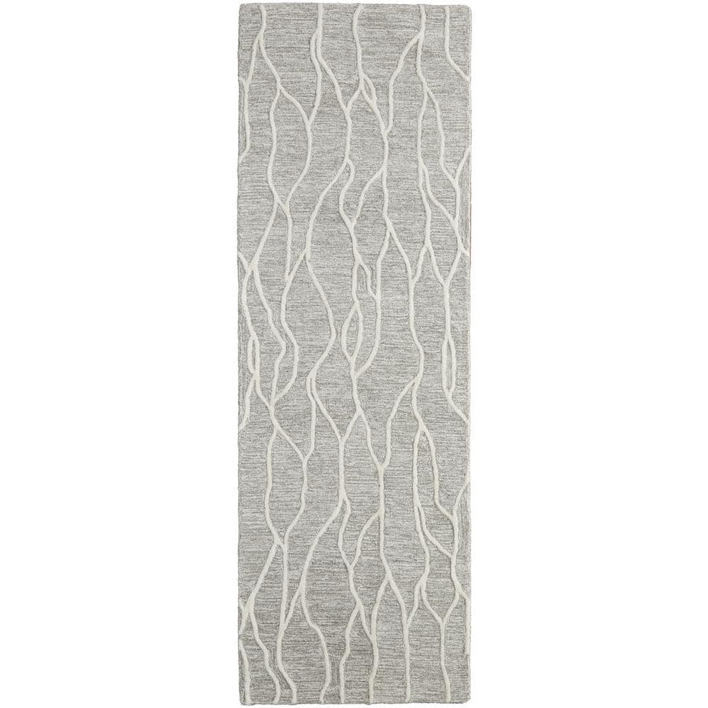 HomeRoots 2 x 8 Taupe and Ivory Abstract Runner Rug 2000511854 - The ...