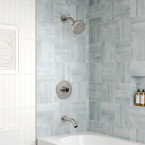 EVERSTEIN 5 in. Wall Mount 1-Handle 5-Spray Tub and Shower Faucet 2.5 ...
