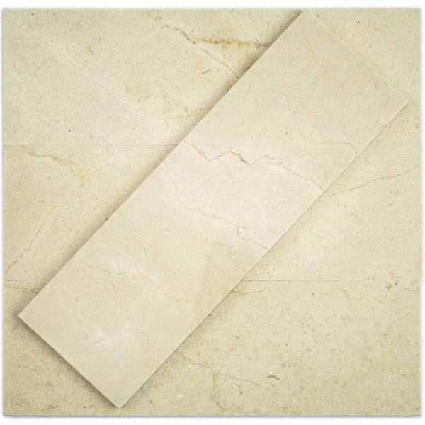 Ivy Hill Tile Crema Marfil 4 in. x 12 in. Marble Floor and Wall Tile ...