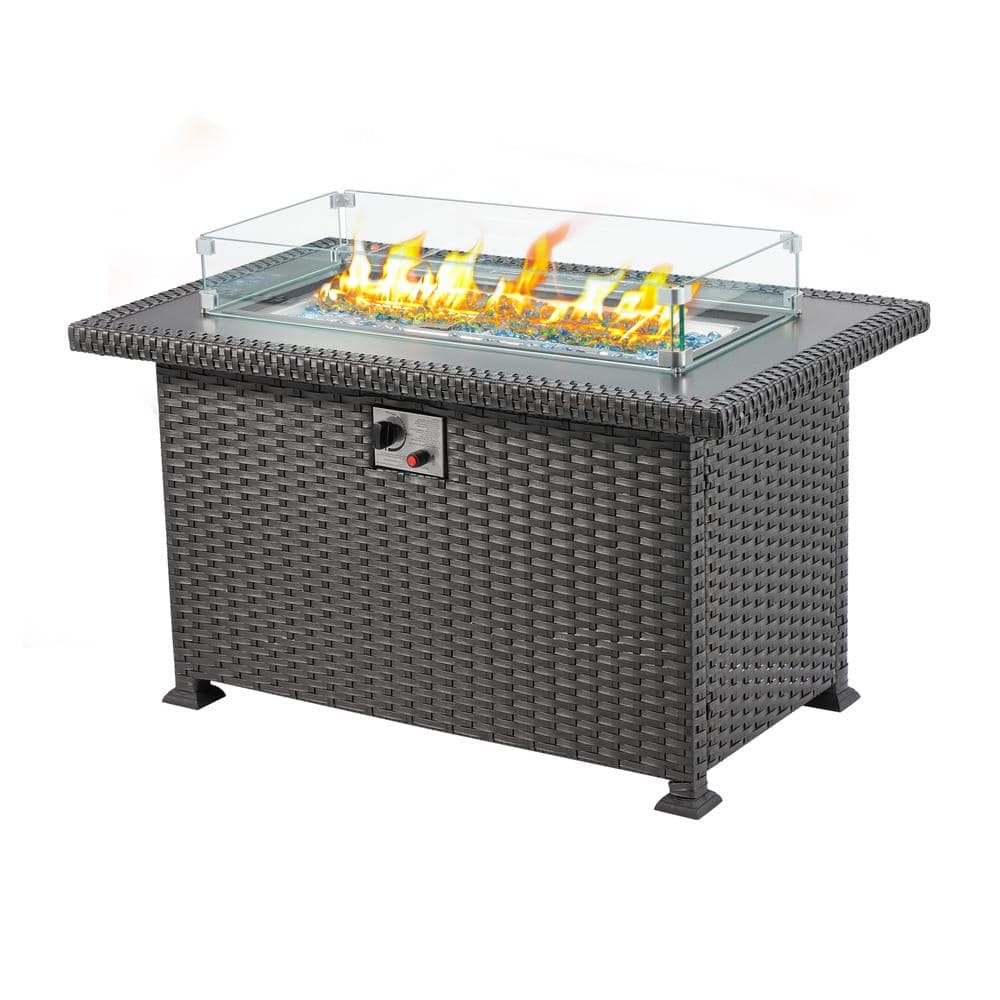 Zeus & Ruta 50 in. Propane Fire Pit Table, 50,000 BTU Auto-Ignition Gas ...