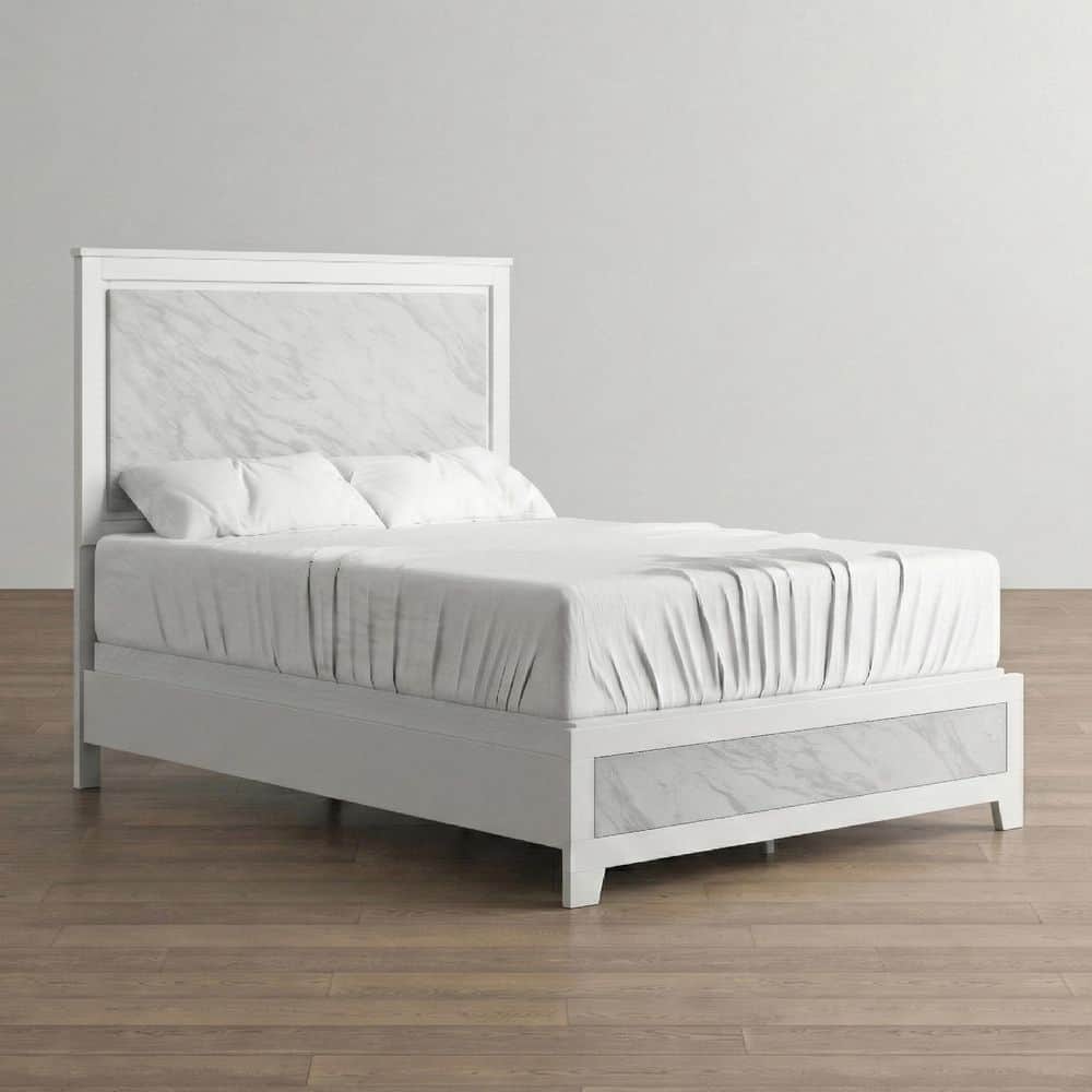 Furniture of America Rundle White Wood Frame Twin Panel Bed with Faux ...