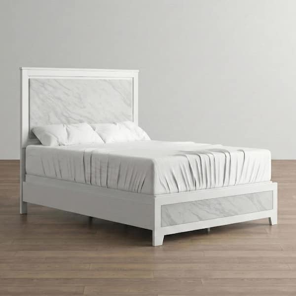 Furniture of America Rundle White Wood Frame Twin Panel Bed with Faux ...