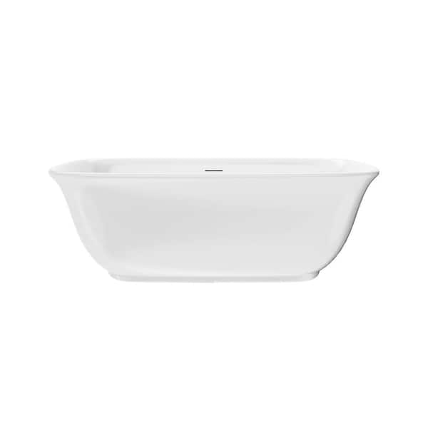 FORCLOVER 67 in. x 31.5 in. Freestanding Soaking Bathtub with Center ...