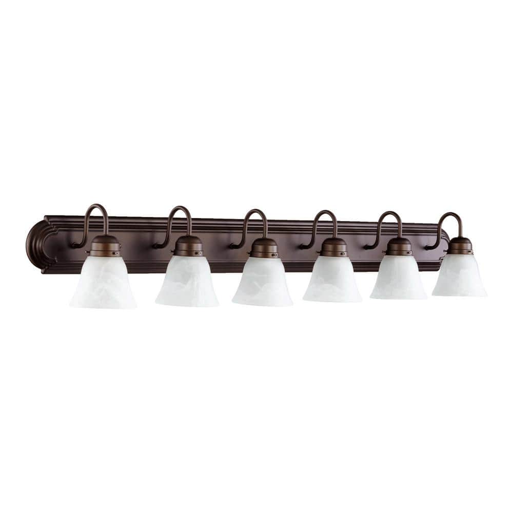Quorum INTERNATIONAL Traditional 48 in. W 6-Lights Oiled Bronze Vanity ...