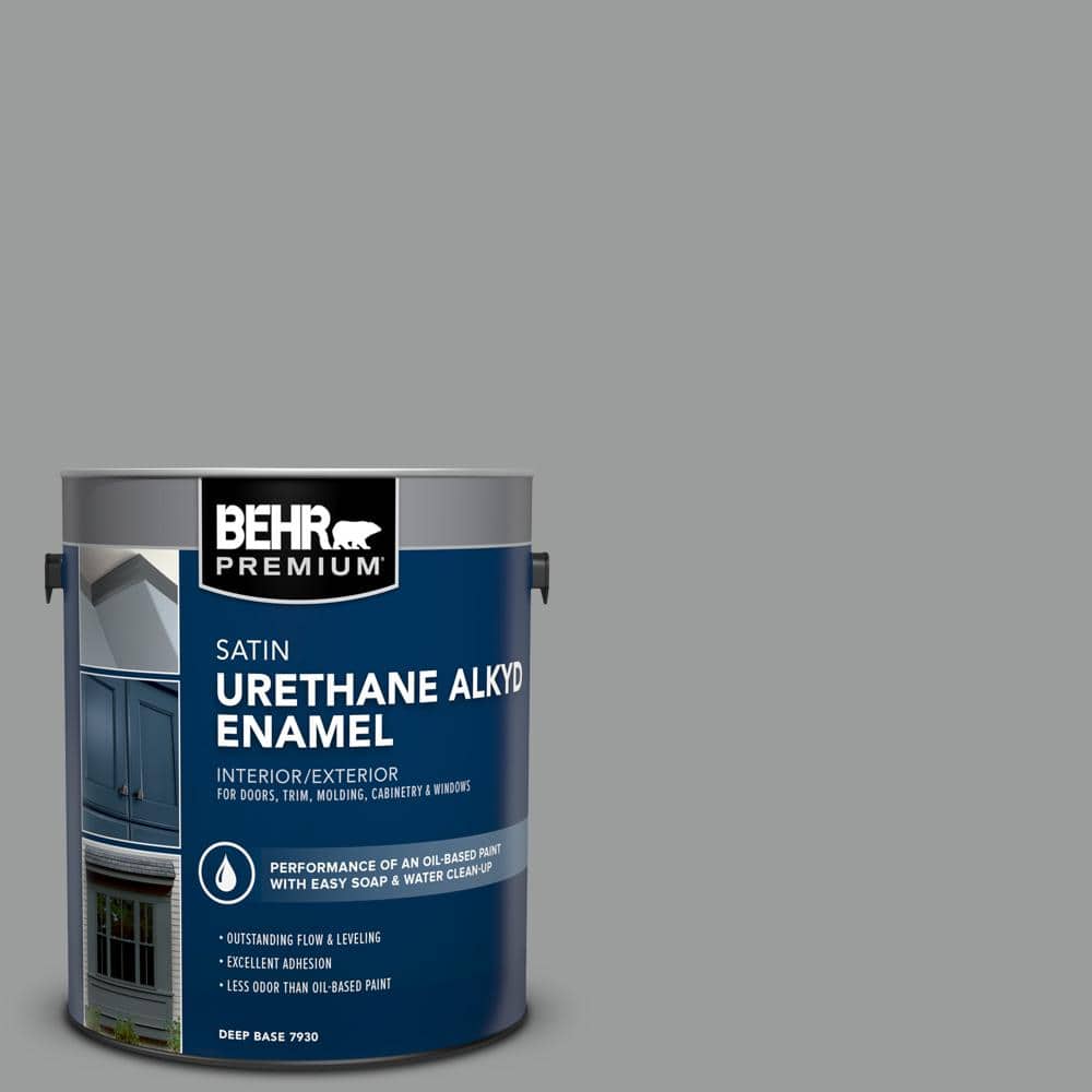 BEHR PREMIUM 1 gal. #AE-51 Coast Guard Gray Urethane Alkyd Satin Enamel ...