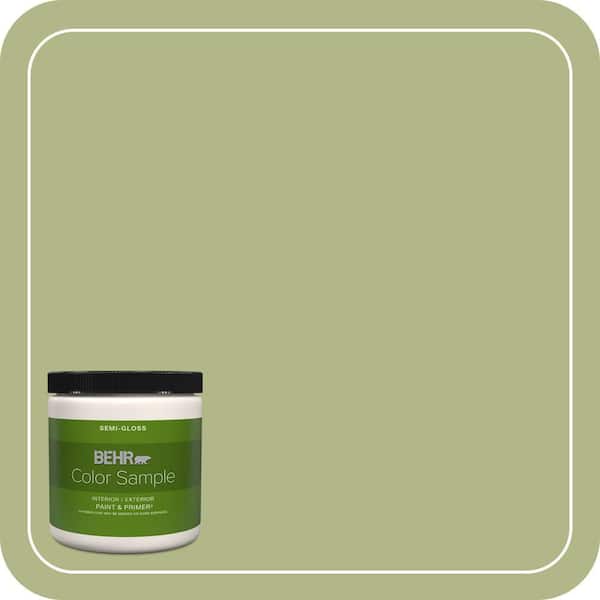 BEHR PREMIUM PLUS 8 oz. #PPU10-07 Lima Green Semi-Gloss Interior ...