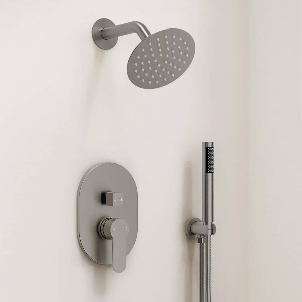 Reviews for GRANDJOY 2-Spray Round Single-Handle Rain 6 in. Dual Shower ...