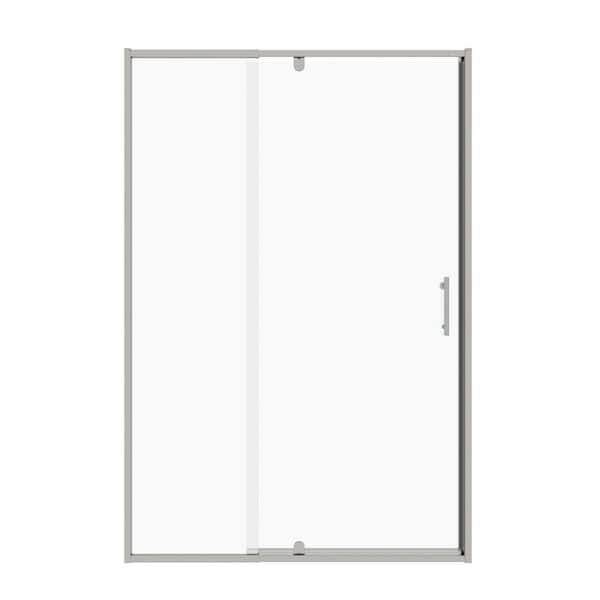 ANGELES HOME 34-35 3/8 in. W x 72 in. H Bifold Semi-Frameless Shower Door in Chrome with Clear ...