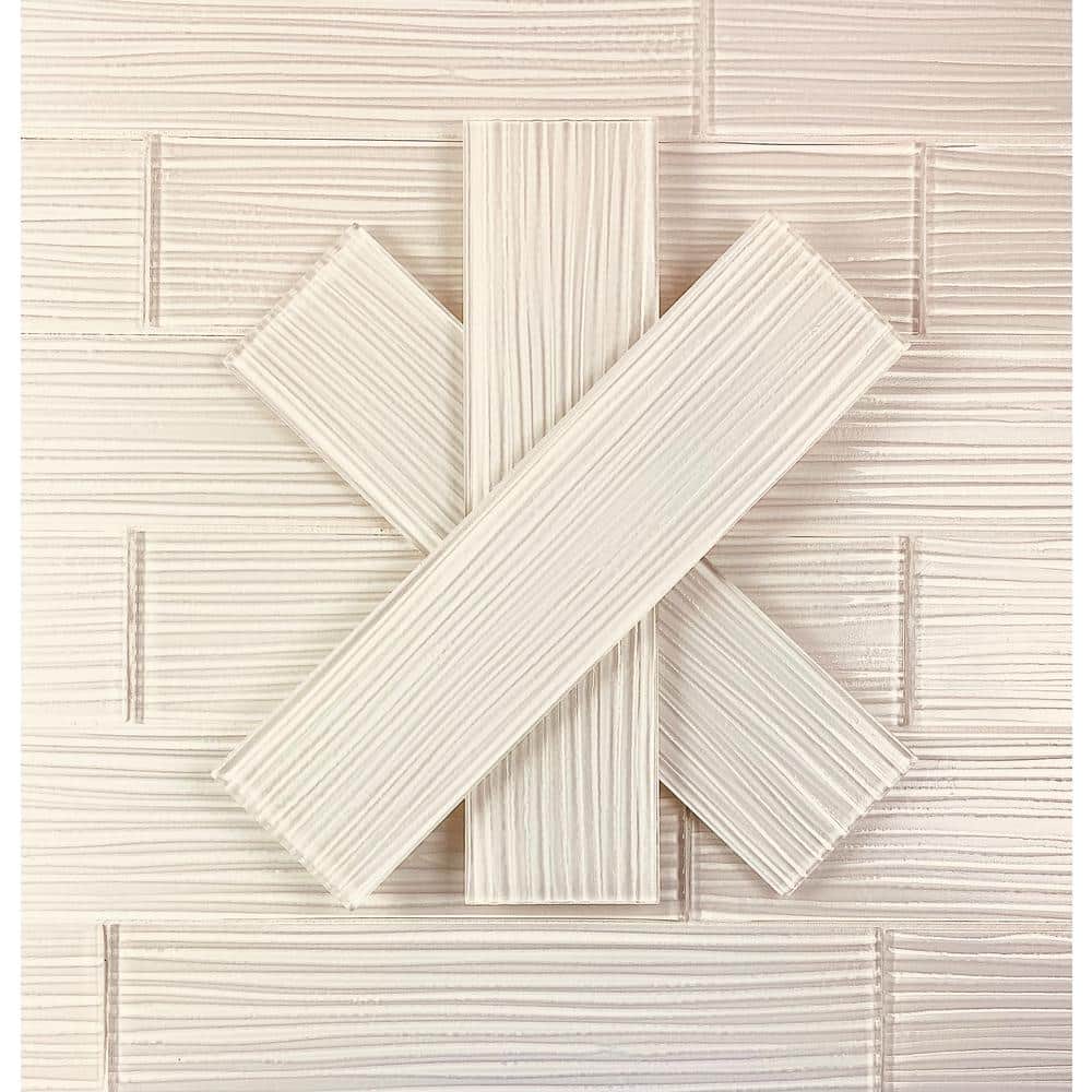 ABOLOS Italian Cream 4 in. x 16 in. x 6 mm Textured Large Format Glass ...