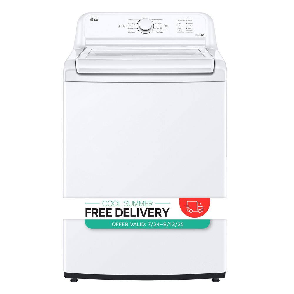 LG 4.1 cu. ft. Top Load Washer in White with 4-way Agitator, NeveRust ...