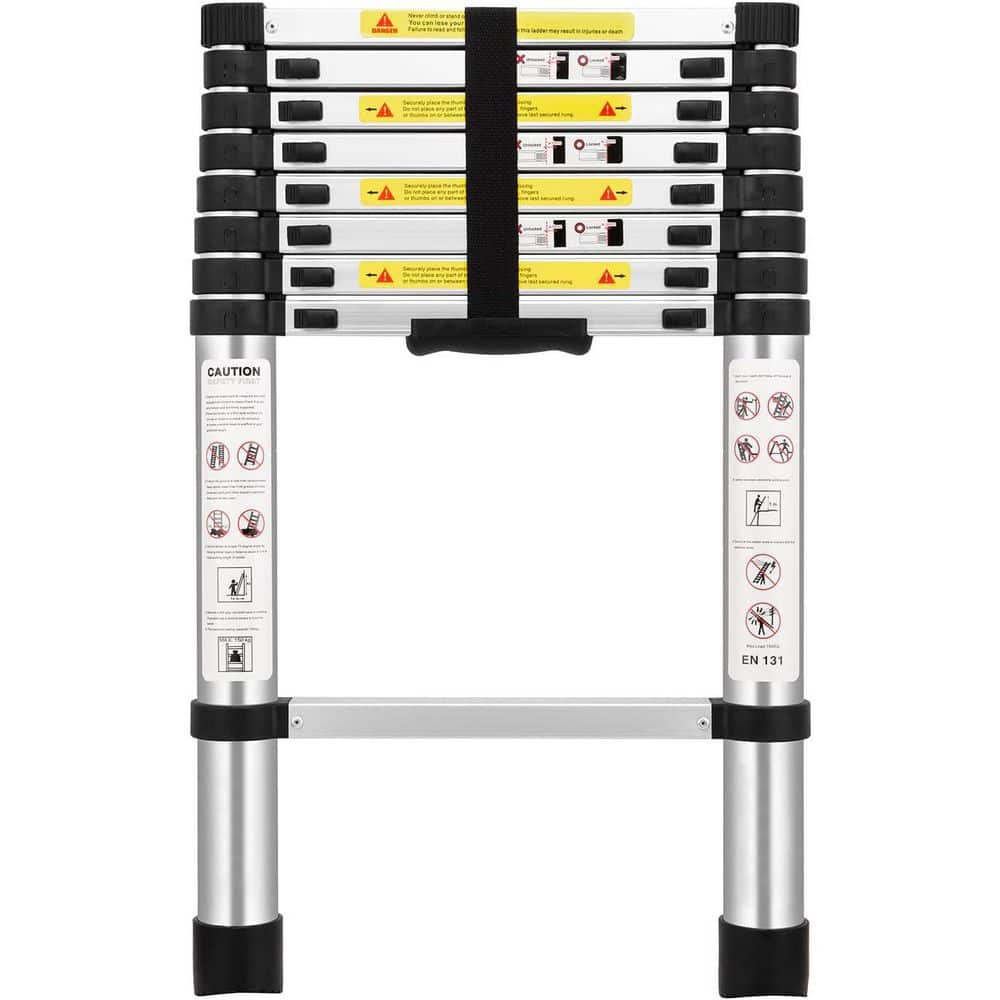 KIWDZFU 8.5ft Aluminum Telescoping Ladder with Anti-Slip Rubber and ...