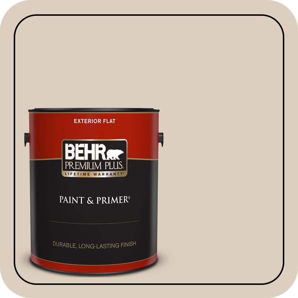 BEHR PREMIUM PLUS 1 gal. #OR-W07 Spanish Sand Flat Exterior Paint ...