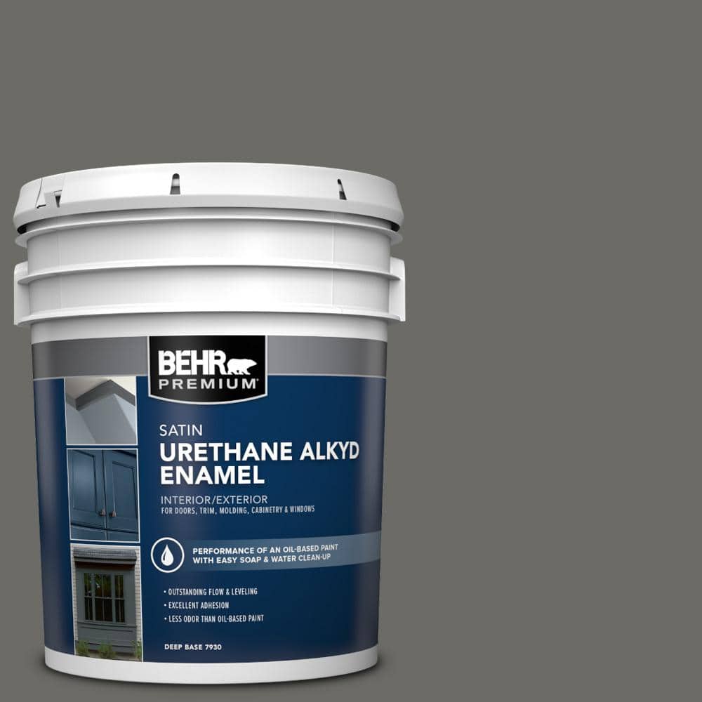 BEHR PREMIUM 5 gal. #PPU18-18 Mined Coal Urethane Alkyd Satin Enamel ...