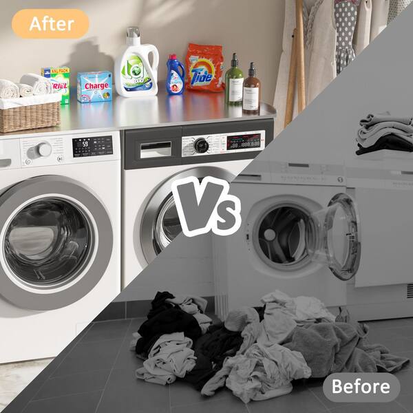 VEIKOUS 54 in. W x 27.5 in. D Gray Metal Washer Dryer Countertop ...