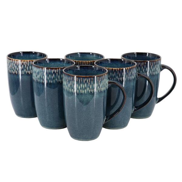Meritage Jasper 6 Piece 22 Ounce Stoneware Tall Latte Cup Set in Cobalt ...