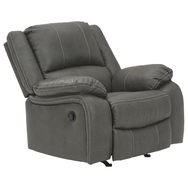Benjara Black Faux Leather Rectangle Recliner Jumbo with Gentle Rocking ...