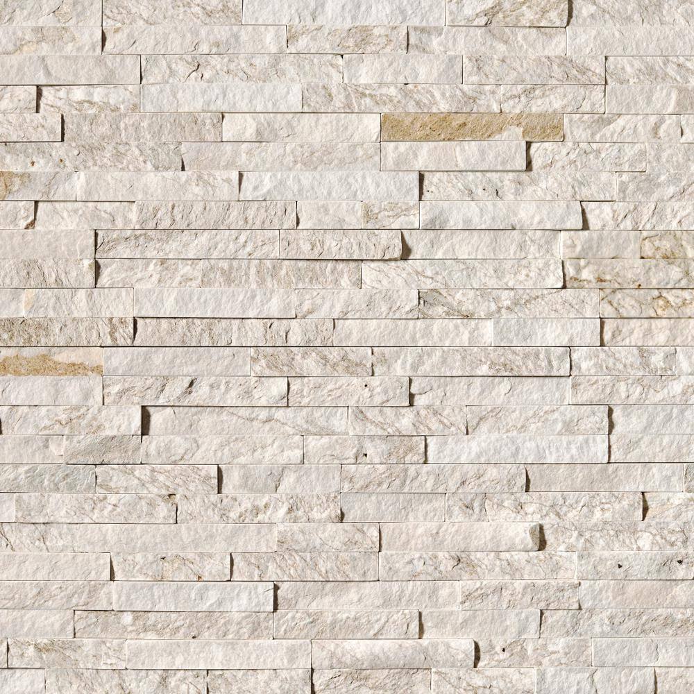 MSI Royal White Ledger Panel 6 in. x 24 in. Splitface Quartzite Wall ...
