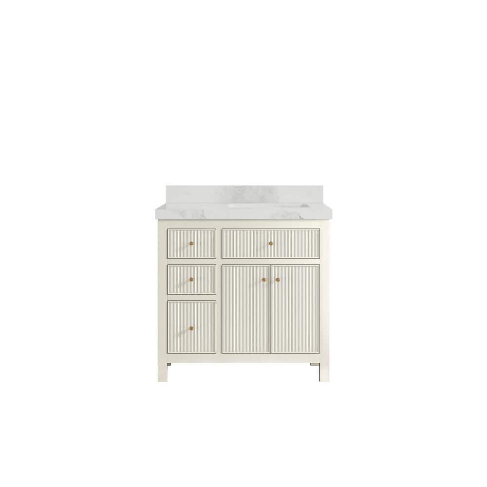 Willow Collections Sonoma 36 in. Right Sink Freestanding Alabaster Bath ...