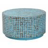 bali & pari Kaloni 30.7 in. Sky Blue Round Coconut Shell Coffee Table ...
