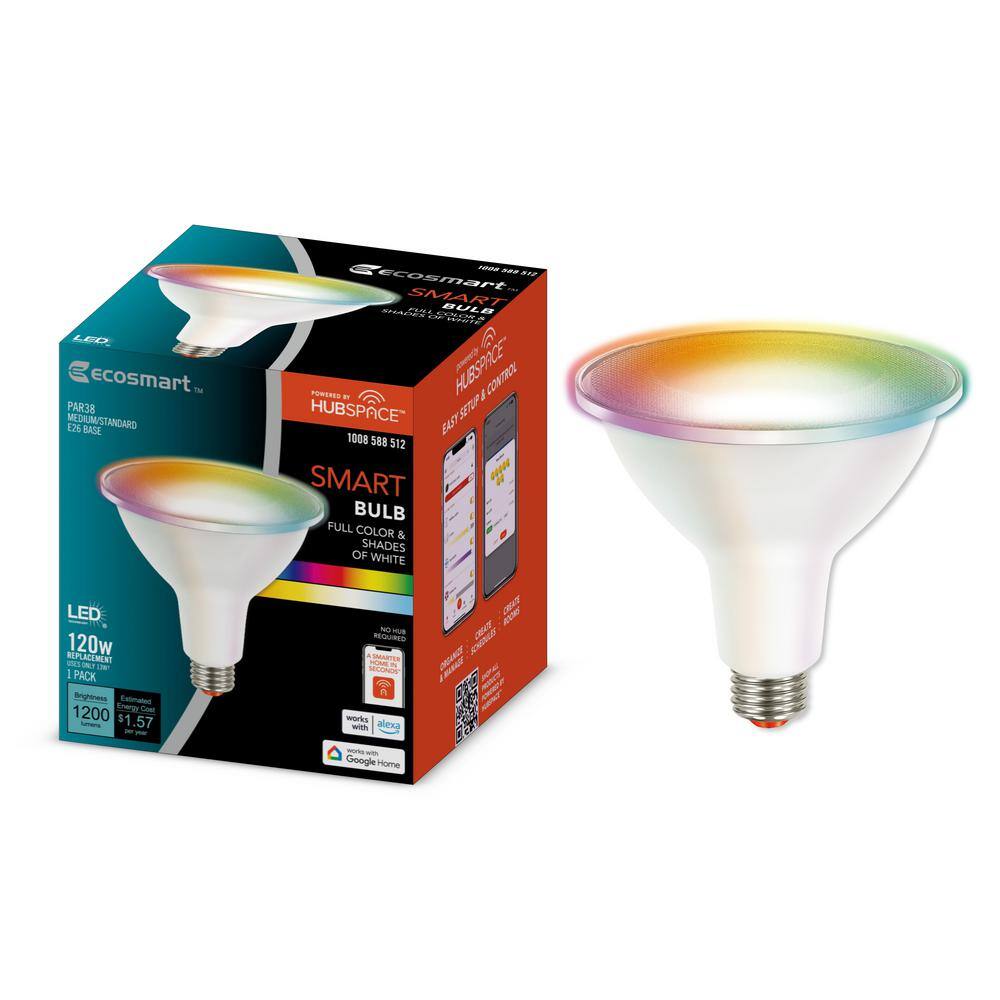 EcoSmart 120-Watt Equivalent Smart PAR38 Color Changing CEC LED Light ...
