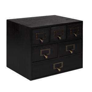 Kate and Laurel Apothecary Black Wood Drawers 209259