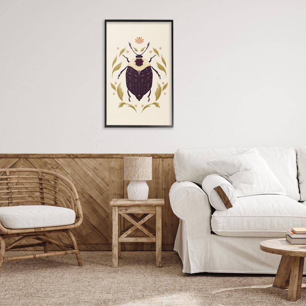 Stupell Industries Black Beetle with Leaves by Hannah Moren Black ...