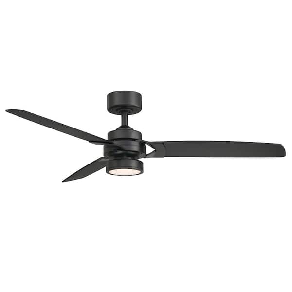 FANIMATION Amped 52 in. LED Indoor Black Ceiling Fan with Black Blades and Light Kit FP7634BL ...