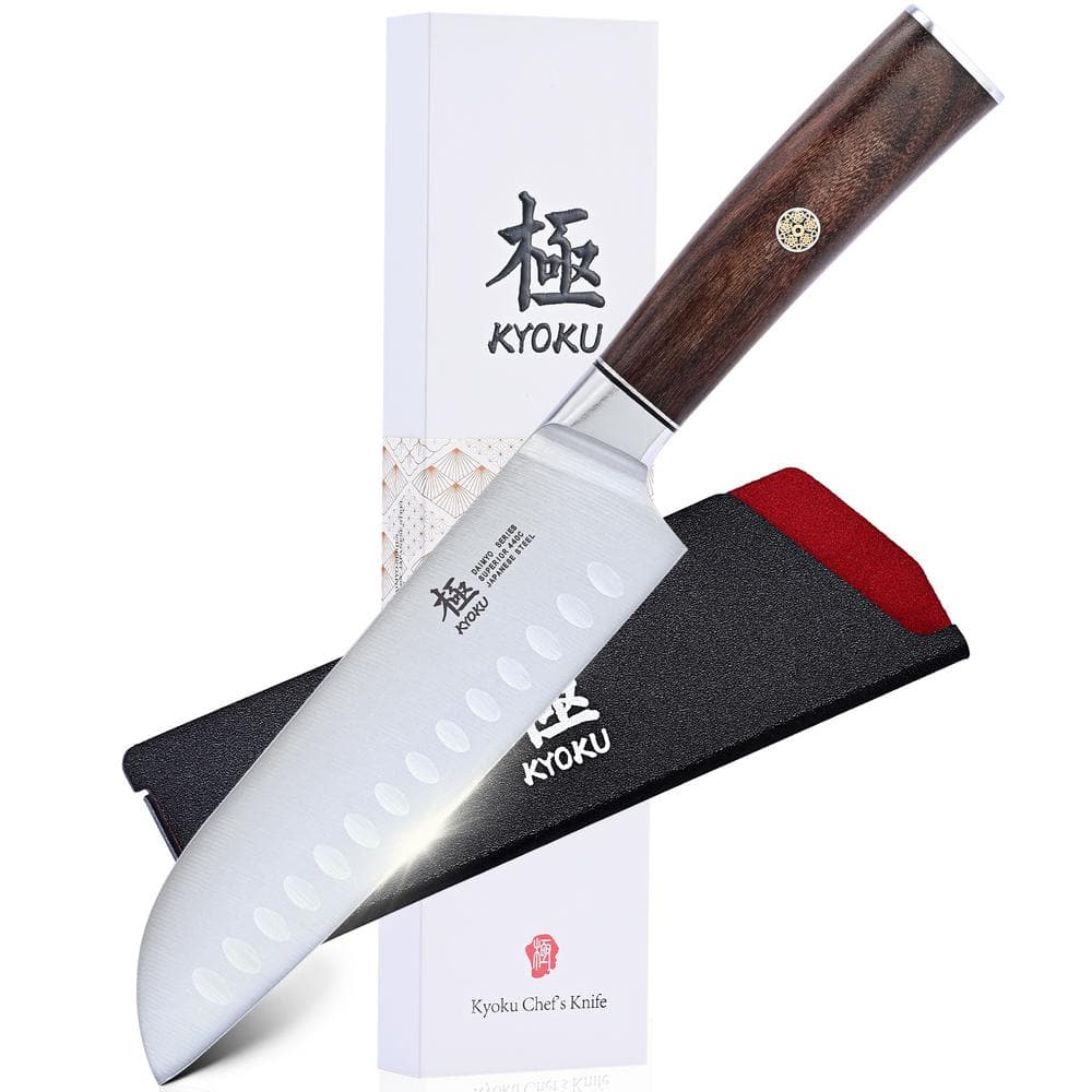 KYOKU Daimyo Series 7 in. 440C Stainless Steel Full Tang Flat Edge ...