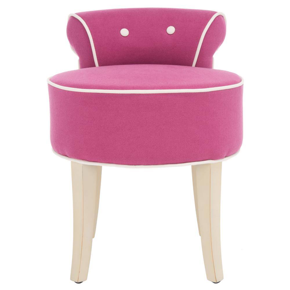 SAFAVIEH Georgia Pink Upholstered Vanity Stool MCR4546R - The Home Depot