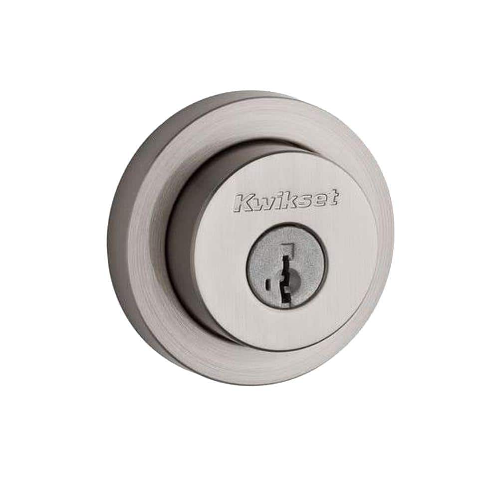 Kwikset 158 Satin Nickel Round Contemporary Single Cylinder Deadbolt ...