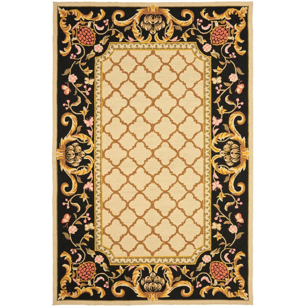 SAFAVIEH Easy Care Ivory/Black 8 ft. x 10 ft. Border Area Rug EZC753A-8 ...