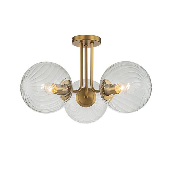 EDISLIVE Lueck 22.01 in. 3-Light Modern Black & Gold Sputnik Swirl ...