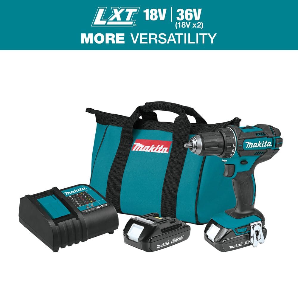 Makita 1.5 Ah 18V LXT Lithium-Ion Compact Cordless 1/2 in. Variable ...