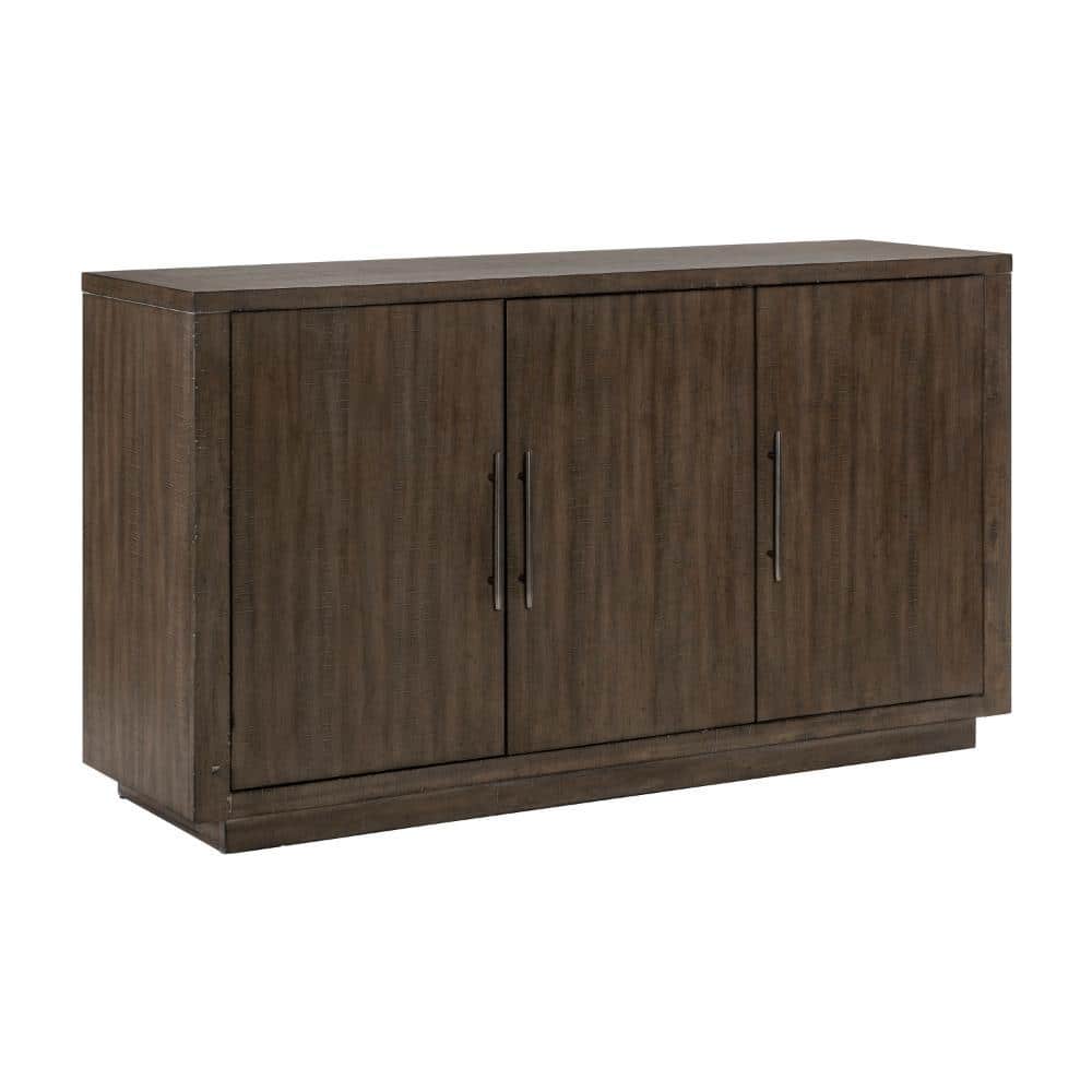 Benjara Olia Brown and Pewter Wood 60 in. Sideboard Cabinet with 3 ...