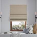 Sun Zero Pryer Cordless Stone 100% Blackout Textured Fabric Roman Shade ...