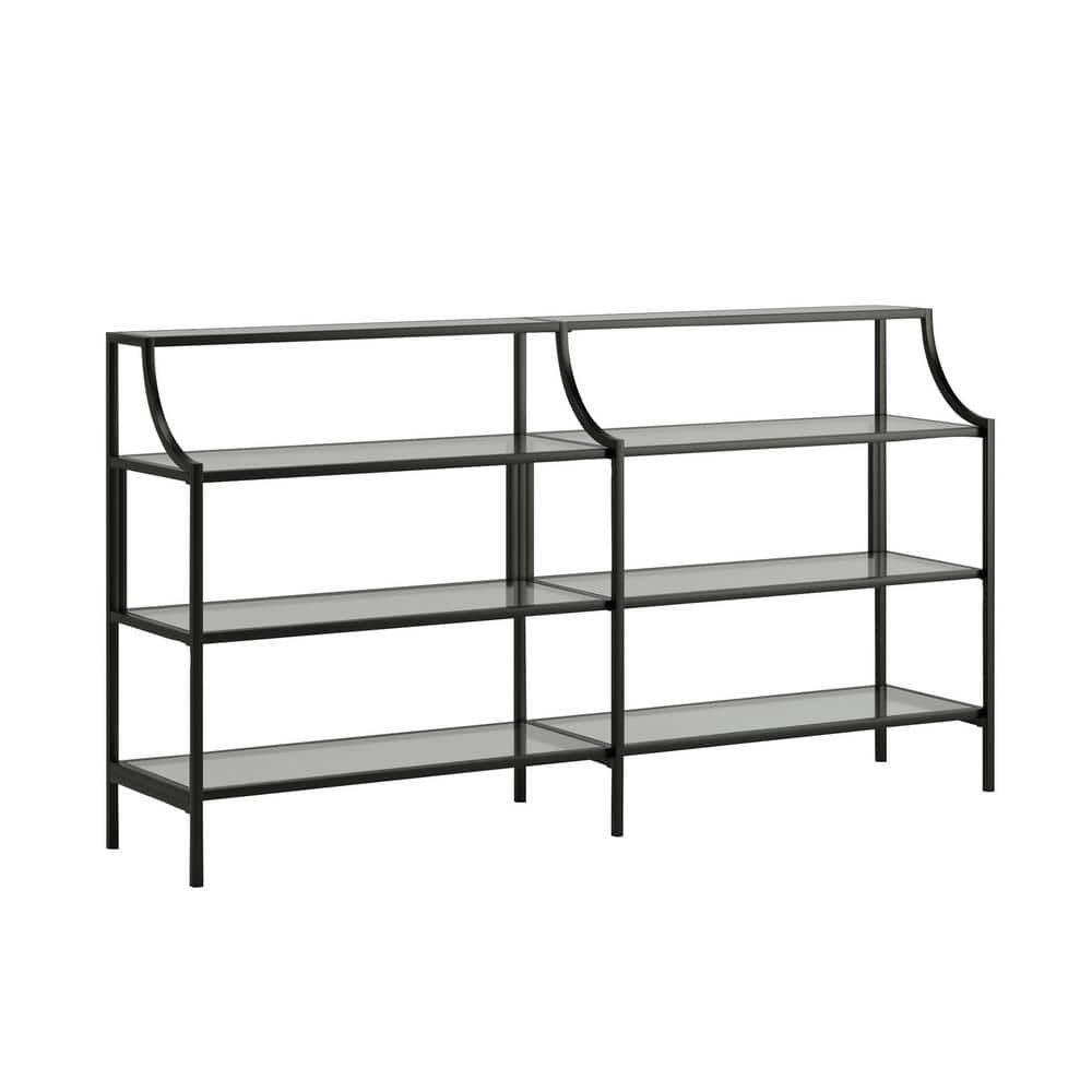 SAUDER Harvey Park 60 in. Black Standard Rectangle Glass Console Table ...