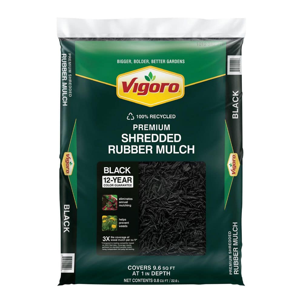 Vigoro 0.8 cu. ft. Bagged Black Recycled Rubber Shredded Mulch ...