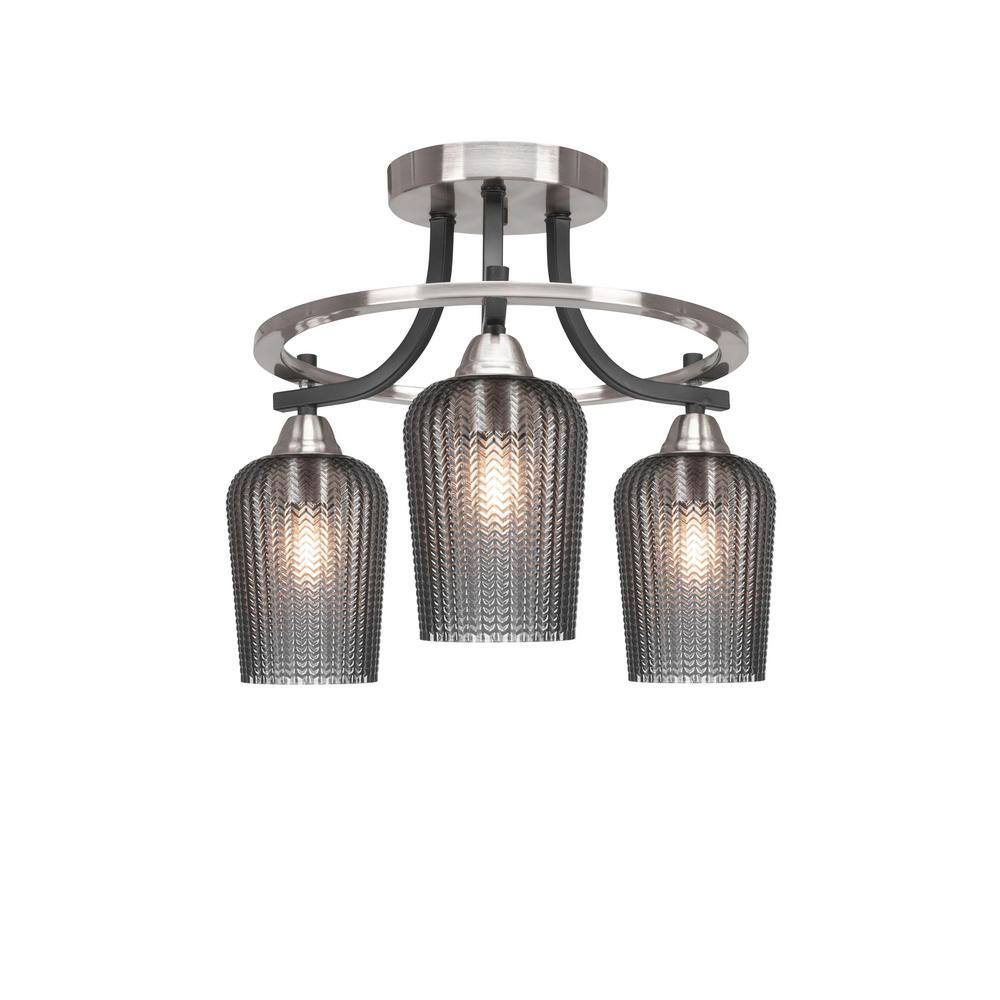 Madison 3 Light Semi-Flush Shown In Matte Black & Brushed Nickel Finish ...