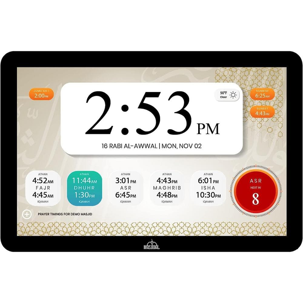 Afoxsos 10 in. Digital Azan Clock with Wi-Fi, Dynamic Touch Screen ...