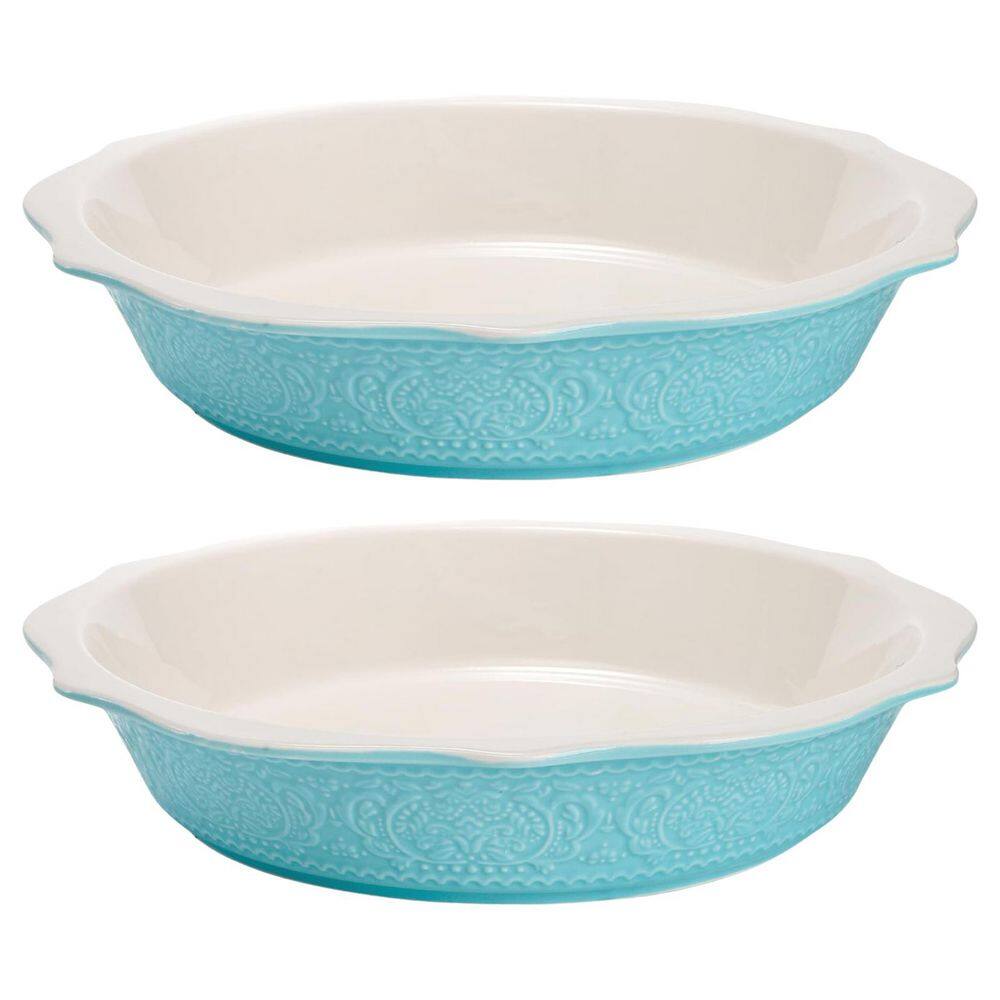 JFVKAF 9 in. Round Ceramic Pie Pan with Non-Stick Glaze and Soft Wave ...