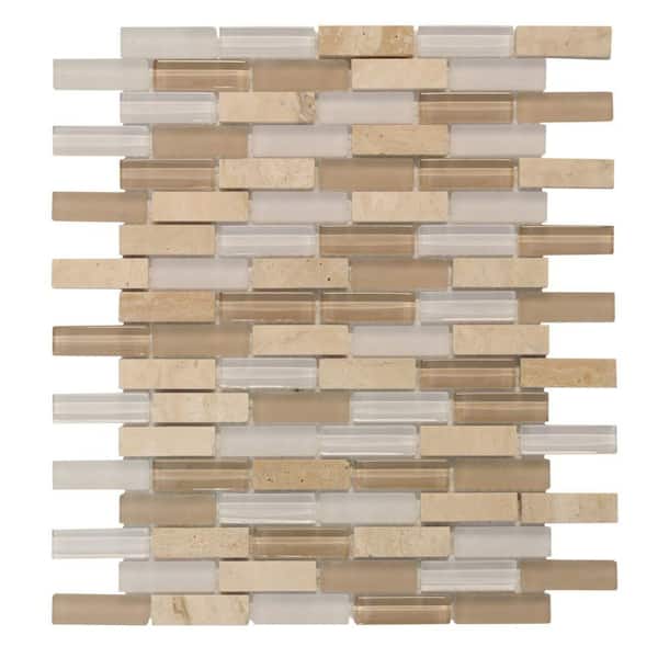 Jeffrey Court Cottage Ridge Mini Brick Beige 9.75 in. x 11.875 in ...