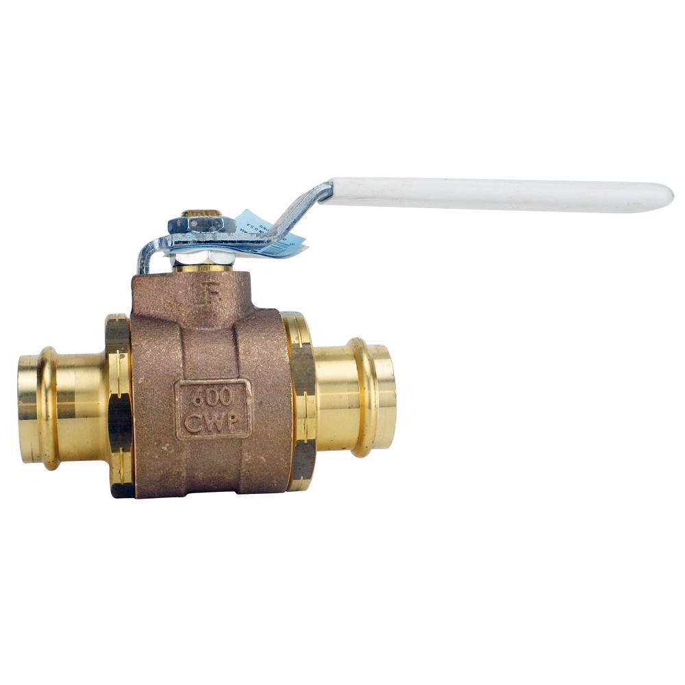 Apollo 1-1/4 in. Brass Press x Press Ball Valve 77WLF10601 - The Home Depot