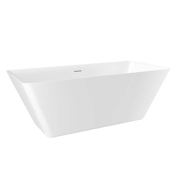 Satico 66 in. x 29.5 in. Freestanding Soaking Rectangle Bathtub with ...