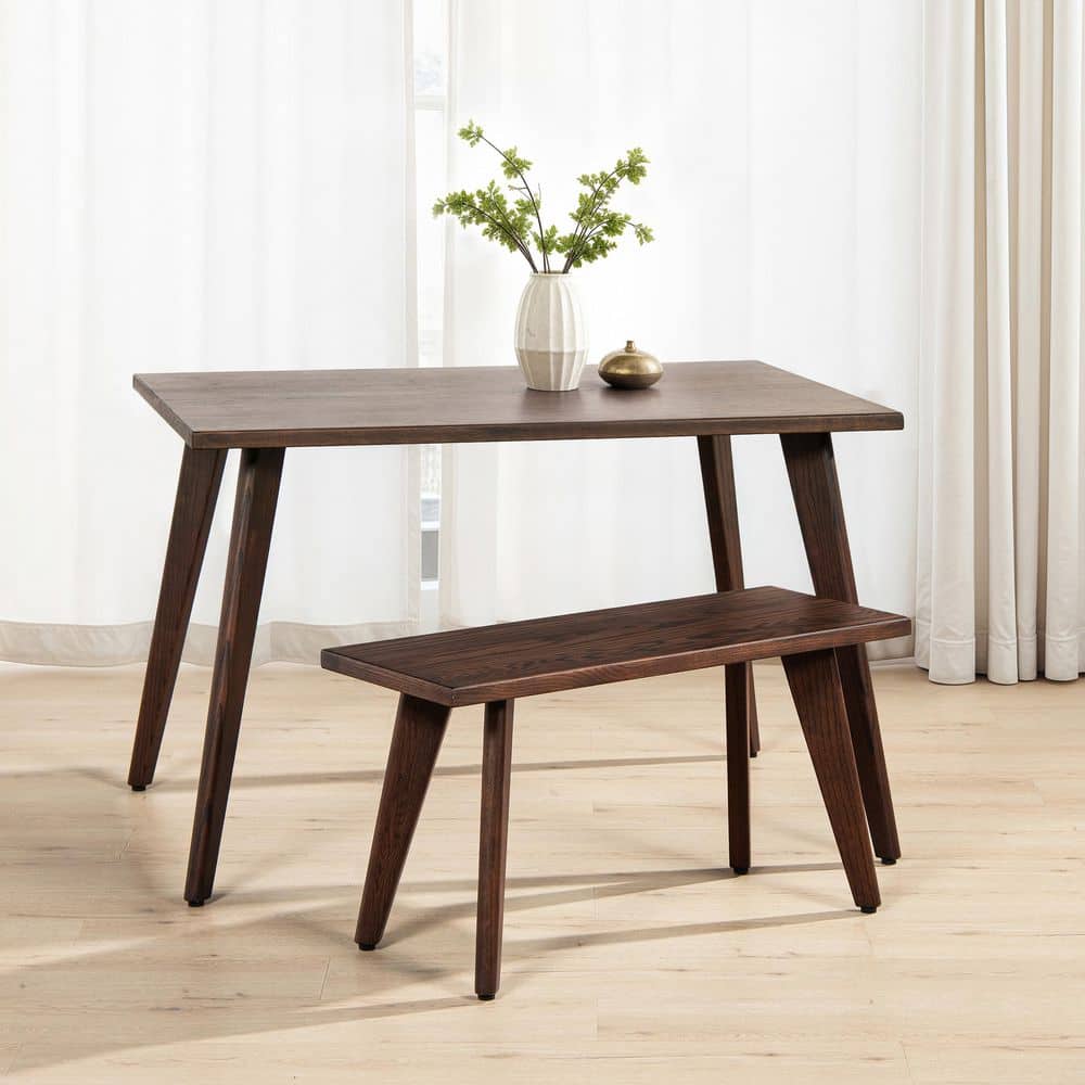 Jennifer Taylor Capri 35.5 in. Solid Red Oak Wood Bench in Dark Brown ...