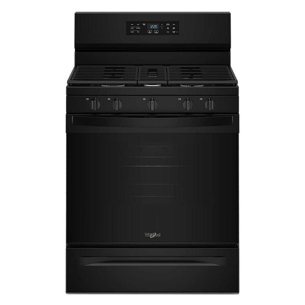 Whirlpool 30 in. 5 Burners Freestanding Gas Range in Black with Air ...