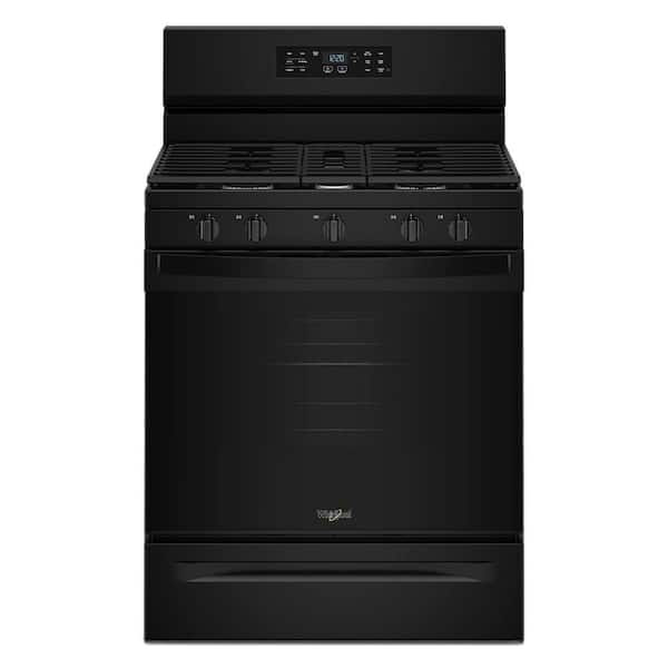 Whirlpool 30 in. 5 Burners Freestanding Gas Range in Black with Air ...