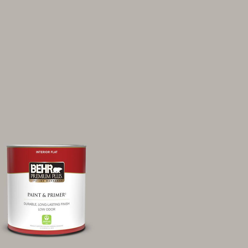 BEHR PREMIUM PLUS 1 qt. #PPU24-11 Greige Flat Low Odor Interior Paint ...