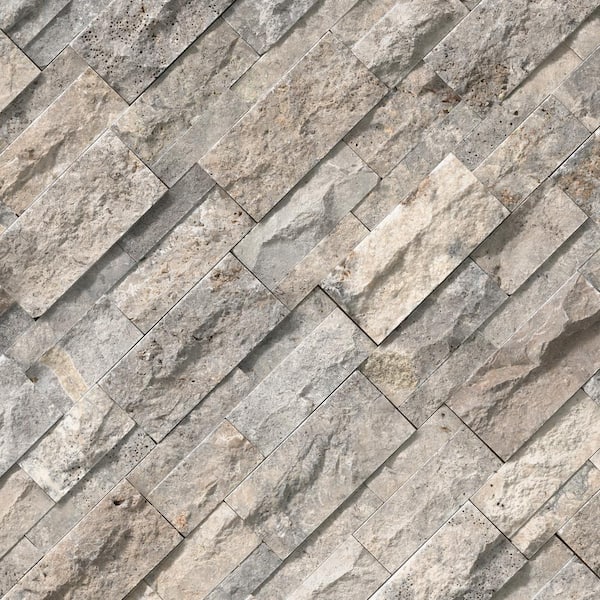 MSI XL Silver Ledger Panel 9 in. x 24 in. Splitface Gray Travertine ...