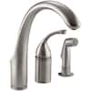 KOHLER Forte Single-Handle Standard Kitchen Faucet with Side Sprayer in ...